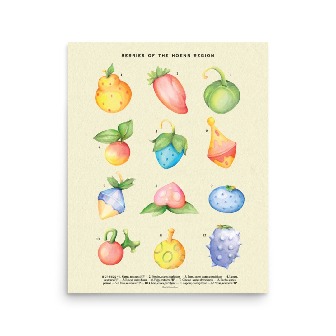 Pokemon Berries Botanical Poster - Etsy