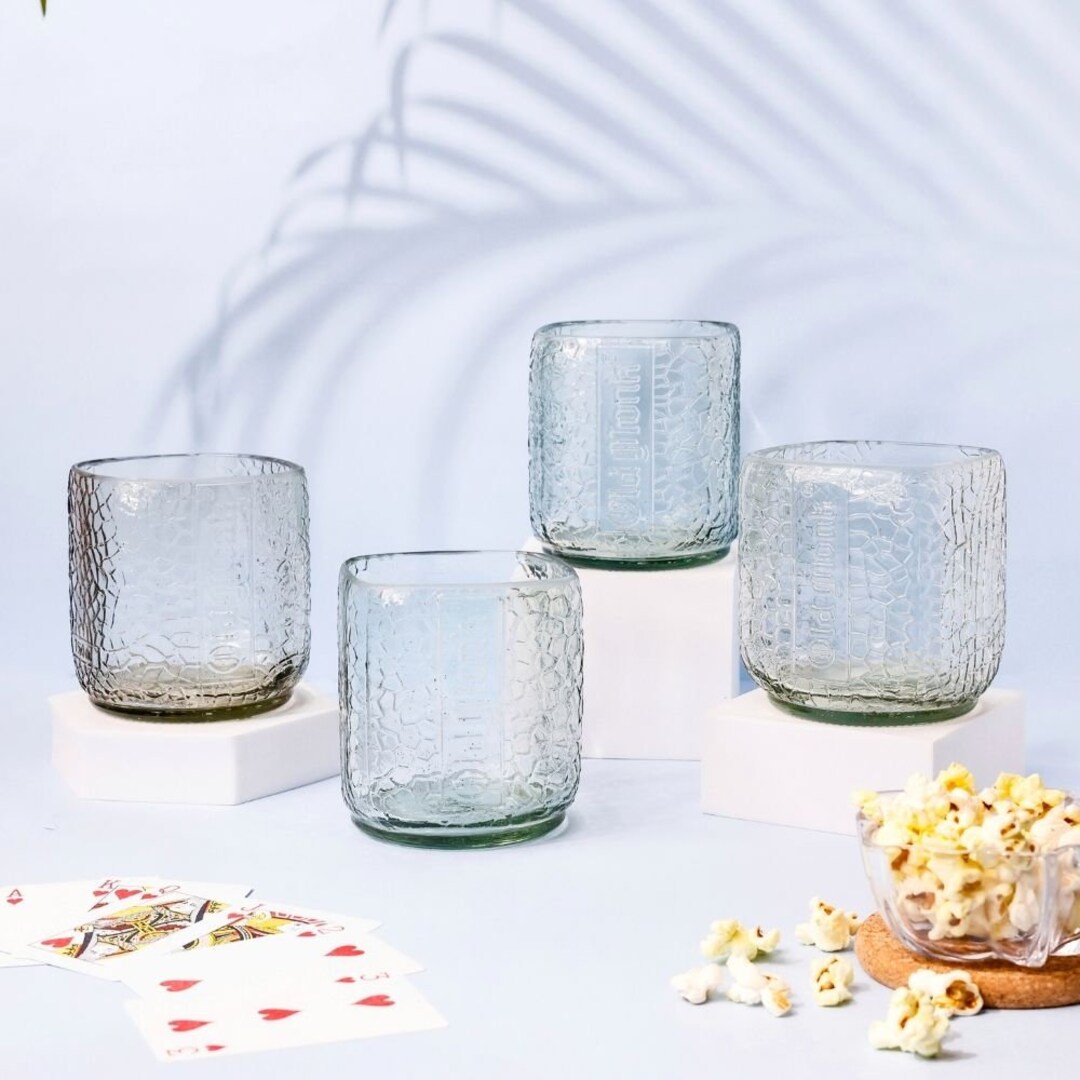 Vintage Upcycled Small Rum Glasses Set of 4 or 6 Thick Recycled ...