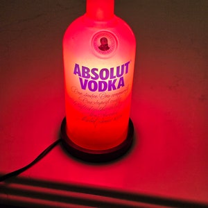 Upcycled Absolut Vodka Bottle Lamp - Colourful Table Lamp, Unique ...