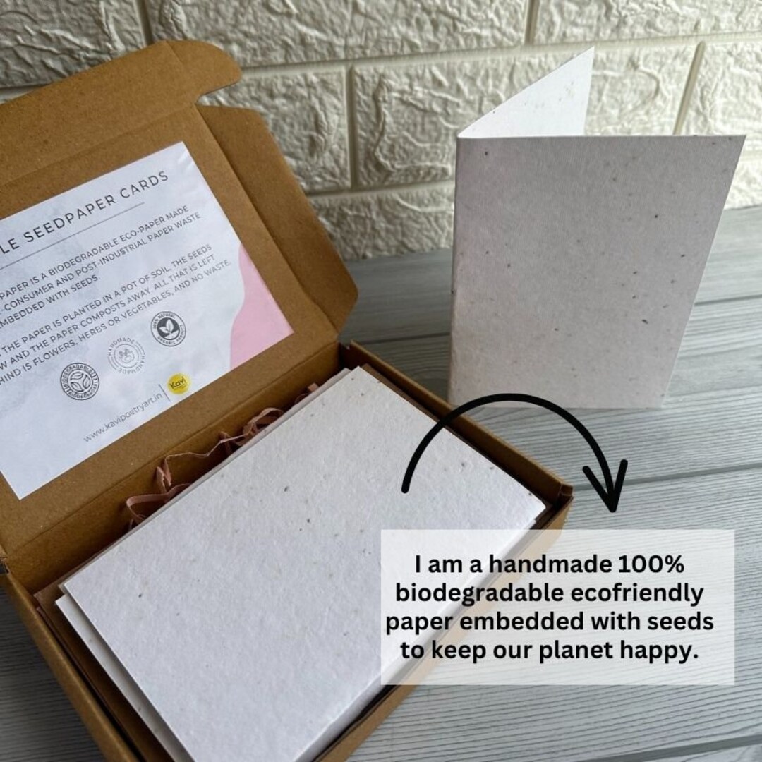 DIY Seed Paper Plantable Greeting Cards With Envelopes | Set of 4 Eco ...