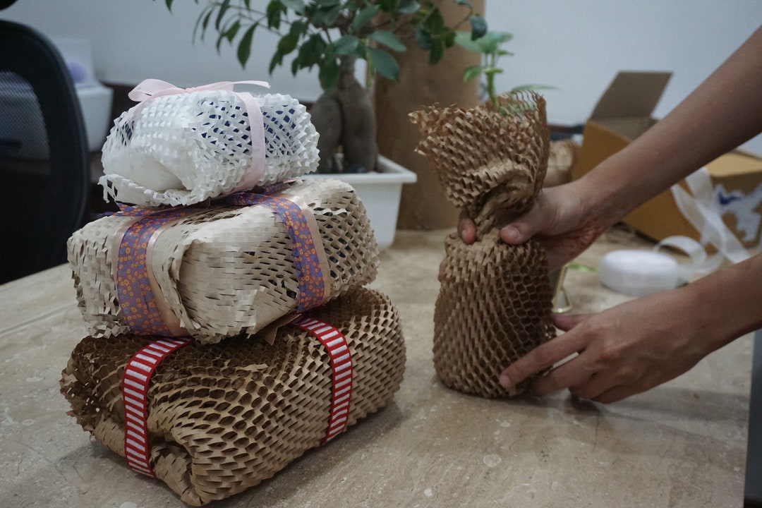 50M Eco Friendly Paper Packaging, Honeycomb Brown Wrap, Paper Bubble ...