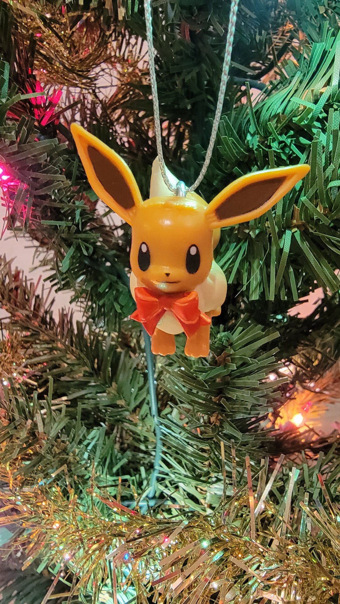 Custom Pokémon Eevee With Red Holiday Bow Christmas Ornament - Etsy