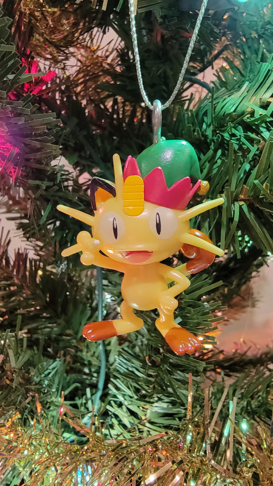 Custom Pokémon Elf Hat Meowth Christmas Ornament - Etsy