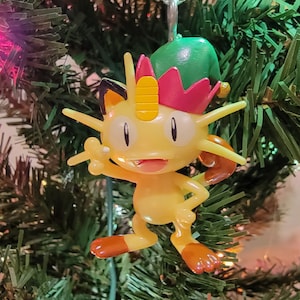 Custom Pokémon Elf Hat Meowth Christmas Ornament - Etsy