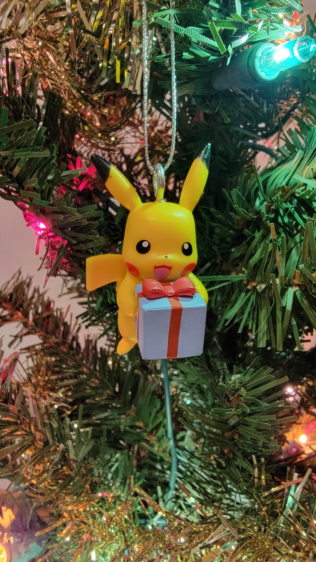 Custom Pokémon Pikachu Holding Gift Christmas Ornament - Etsy