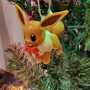 Custom Pokémon Eevee With Red Holiday Bow Christmas Ornament - Etsy