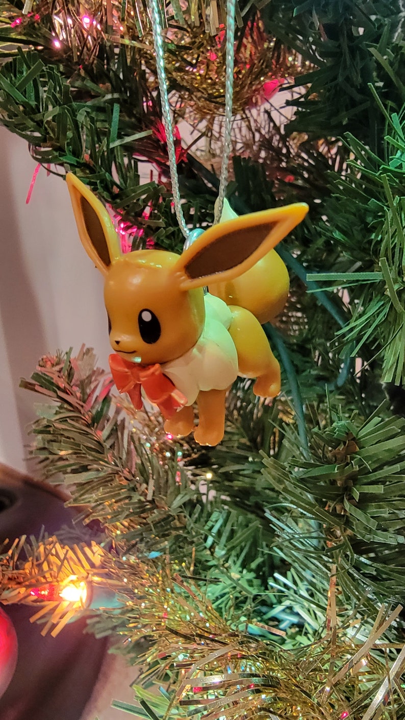 Custom Pokémon Eevee With Red Holiday Bow Christmas Ornament - Etsy