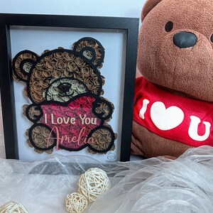 Teddy Bear Flower Box Frame Paper Rose Shadow Box Gift for - Etsy