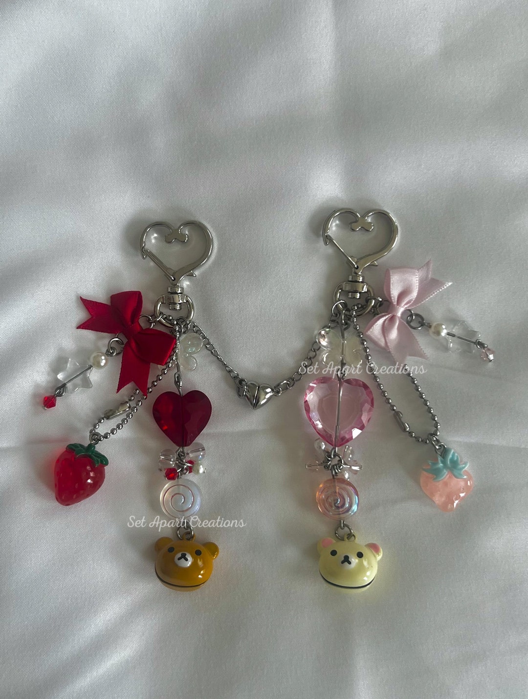 Strawberry Jam Sandwich Rilakkuma Korilakkuma Keychain Set - Etsy