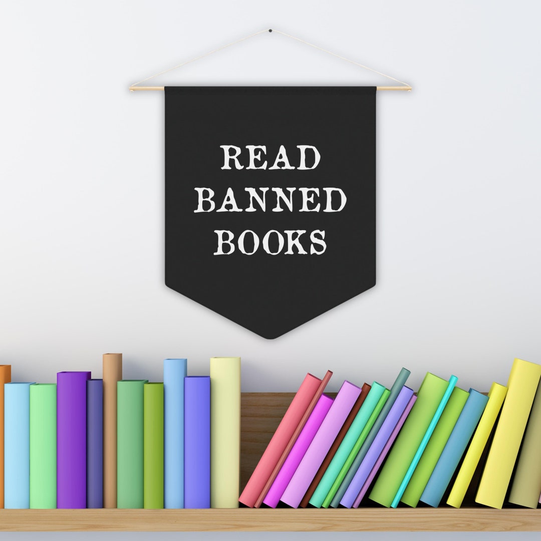 Read Banned Books Pennant Banner Wall Hanging Banner Flag Reading ...
