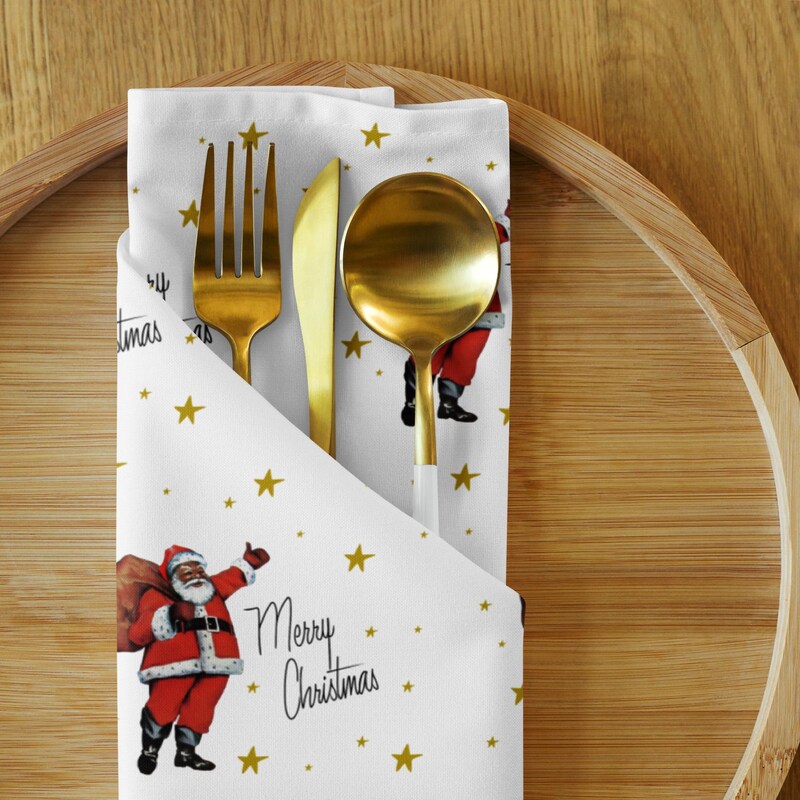 Black Santa Napkins - Etsy