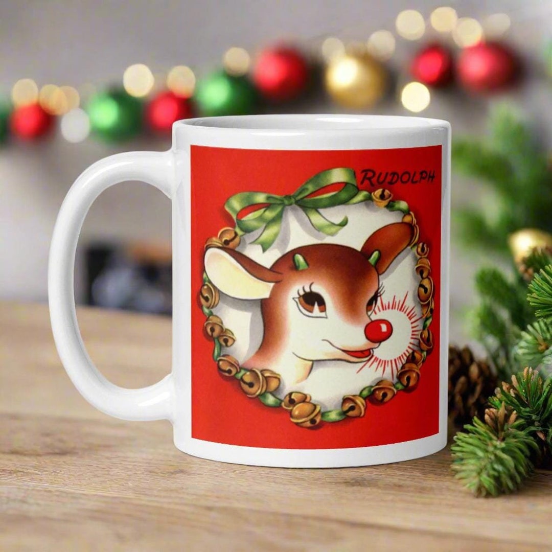 Rudolph the Red Nosed Reindeer Christmas Mug Midcentury Retro Vintage ...