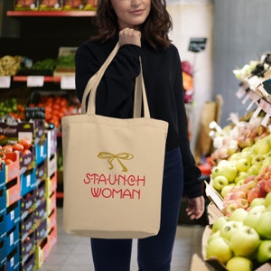 Tote Bag Staunch Woman Grey Gardens Little Edie Gold Bow Eco Cotton ...