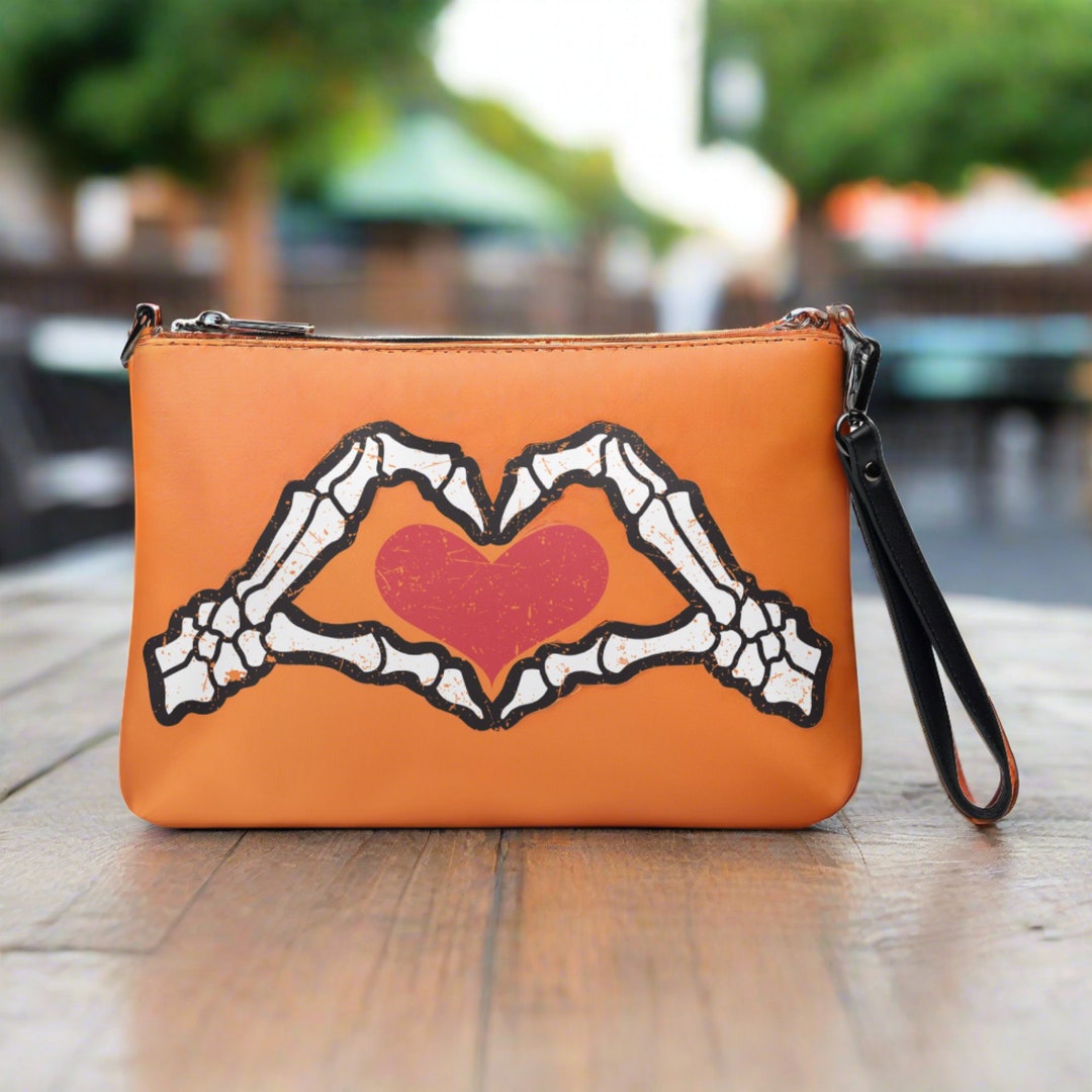 Crossbody Purse Halloween Skeleton Heart Hands Distressed Style ...