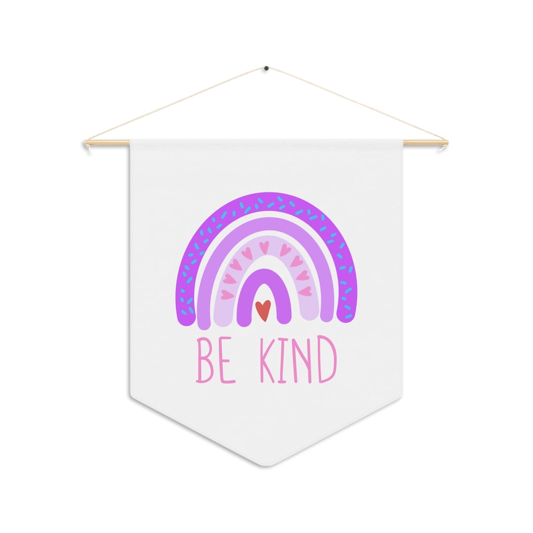 Pennant Banner Be Kind Boho Rainbow White Decor Print Wall Hanging ...