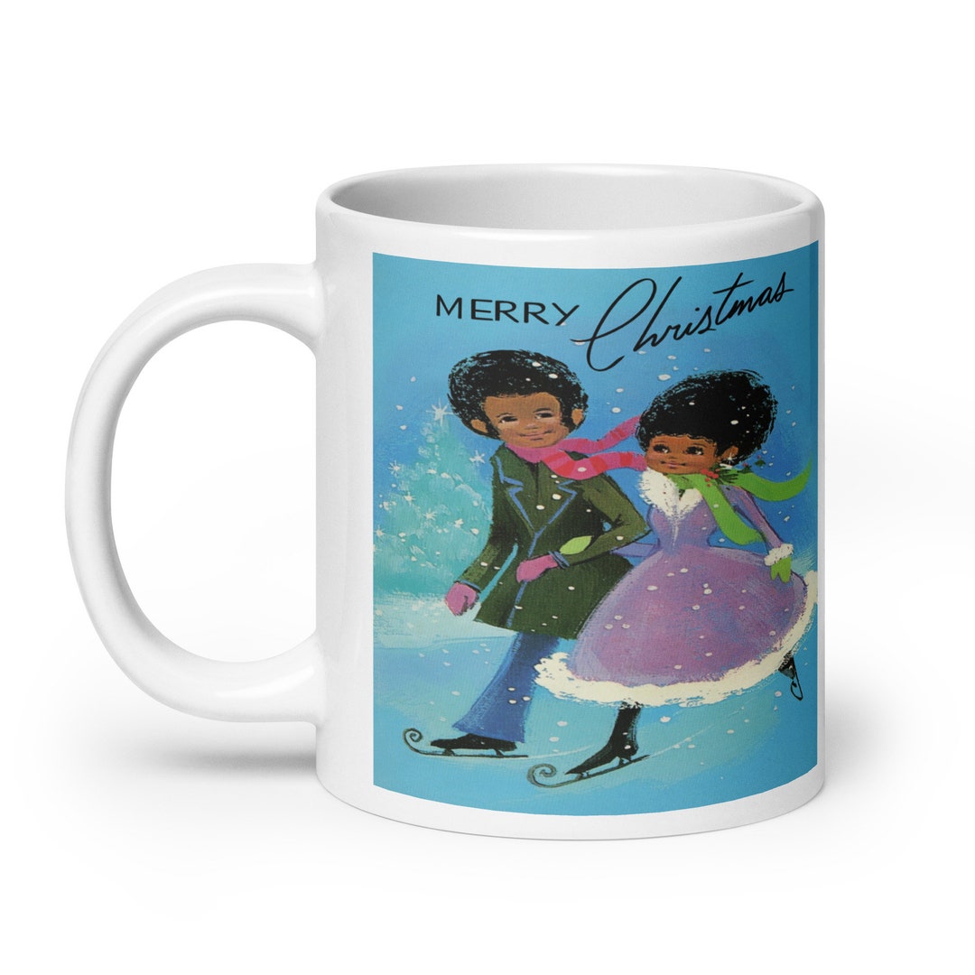 Christmas Mug Merry Christmas Ice Skating Couple Mod Mid - Etsy
