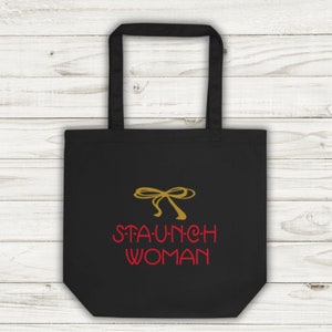 Tote Bag Staunch Woman Grey Gardens Little Edie Gold Bow Eco Cotton ...