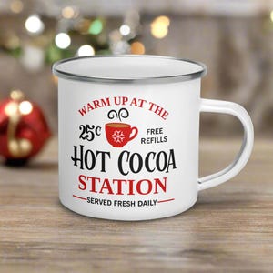 Warm up at the Hot Cocoa Station Hot Chocolate Camping Enamel Mug ...