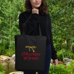 Tote Bag Staunch Woman Grey Gardens Little Edie Gold Bow Eco Cotton ...