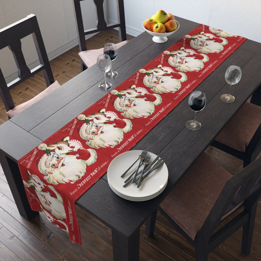 Christmas Table Runner Santa and Rudolph for You at Christmastime Red ...