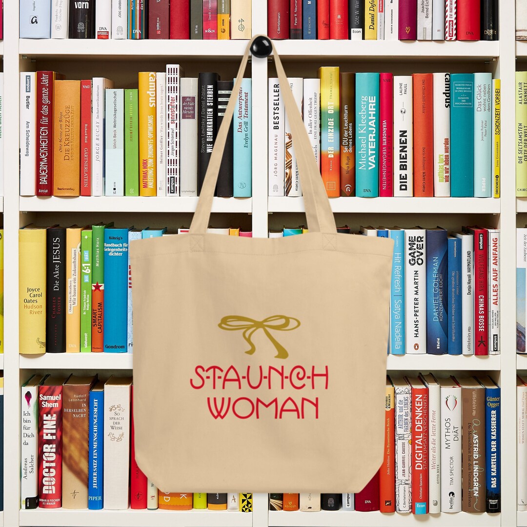 Tote Bag Staunch Woman Grey Gardens Little Edie Gold Bow Eco Cotton ...