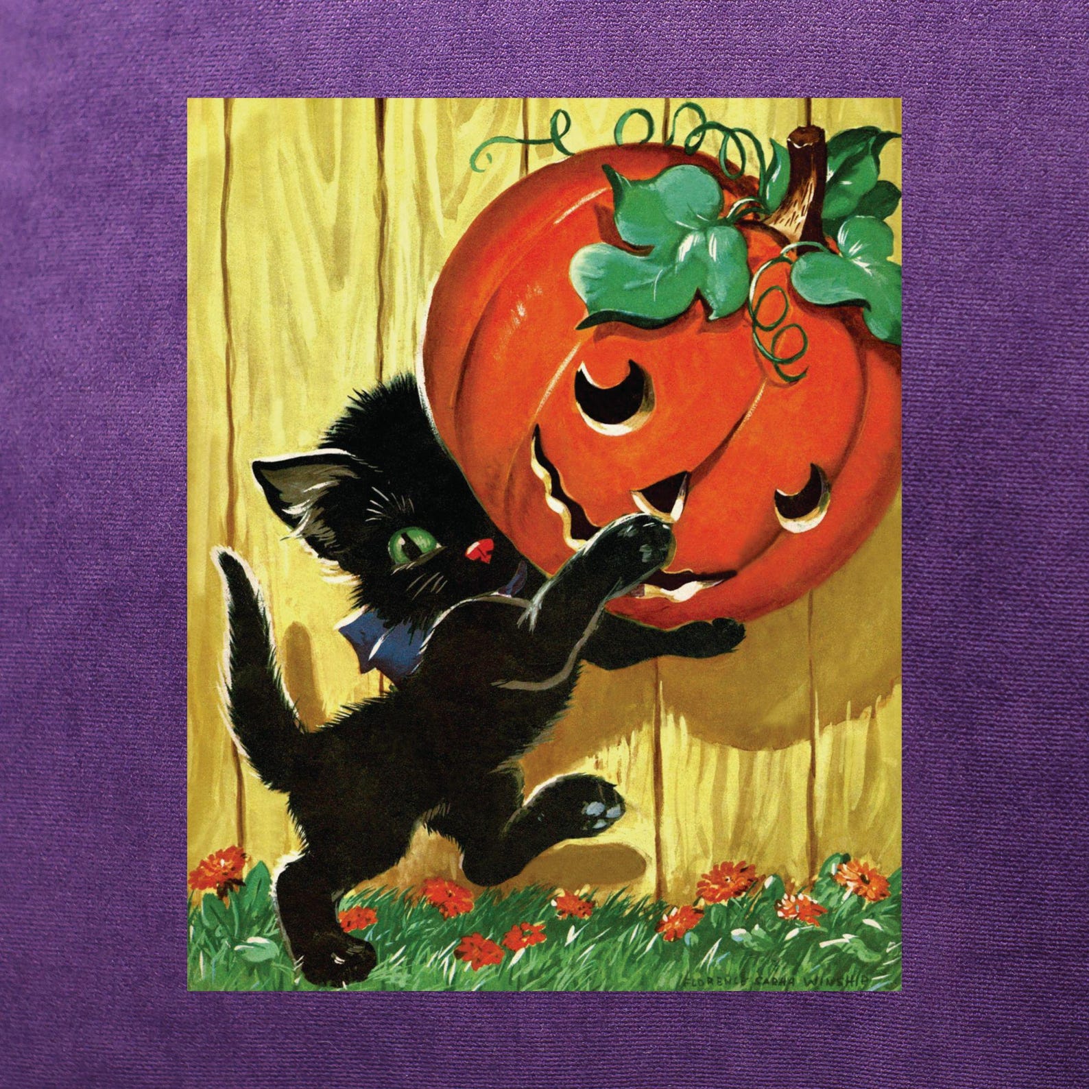 Vintage Halloween Poster, Matte Vertical Art Print, Witch Decor, Kids ...