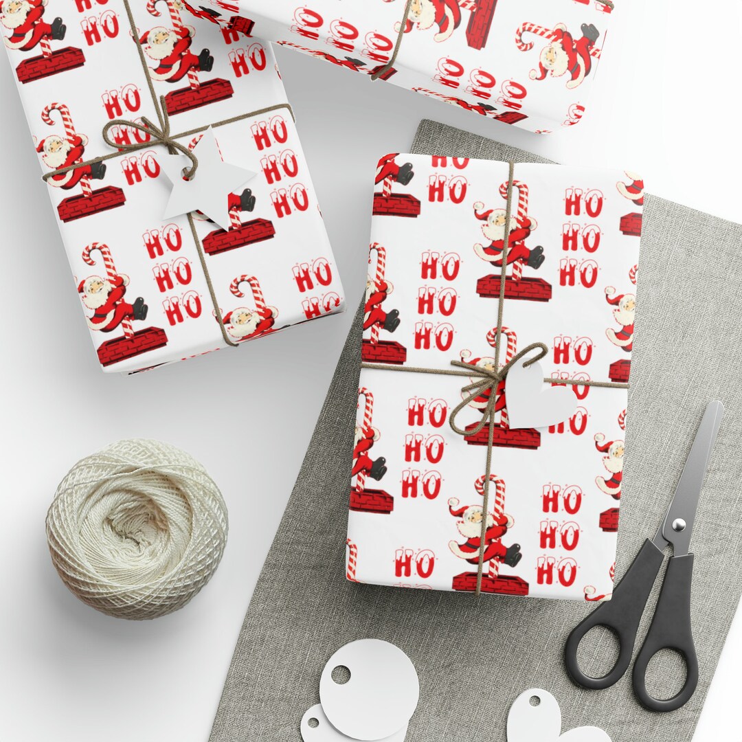 Ho Ho Ho Santa Sliding Down Candy Cane Chimney Mid Century - Etsy