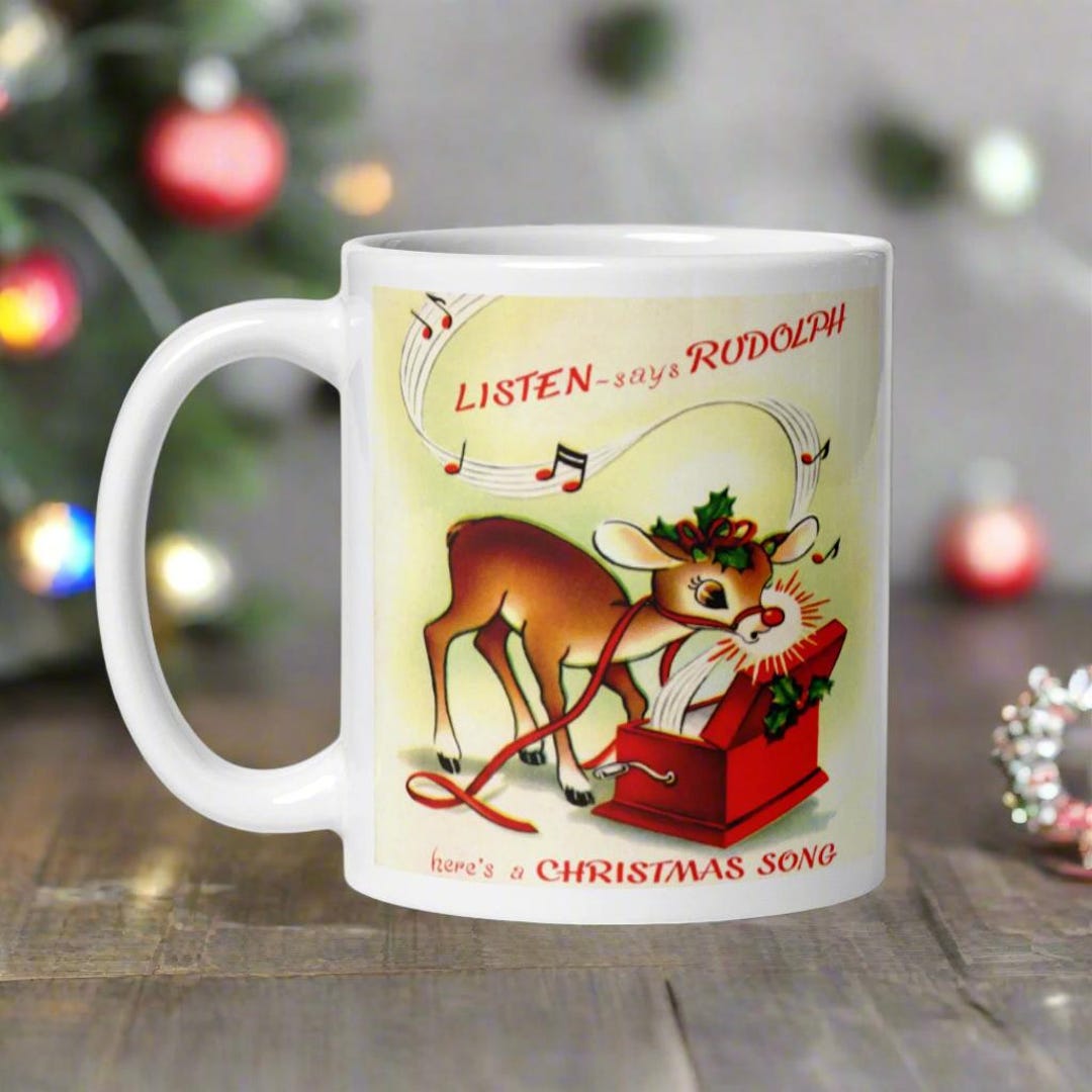 Rudolph the Red Nosed Reindeer Christmas Mug | Retro Christmas Cup ...