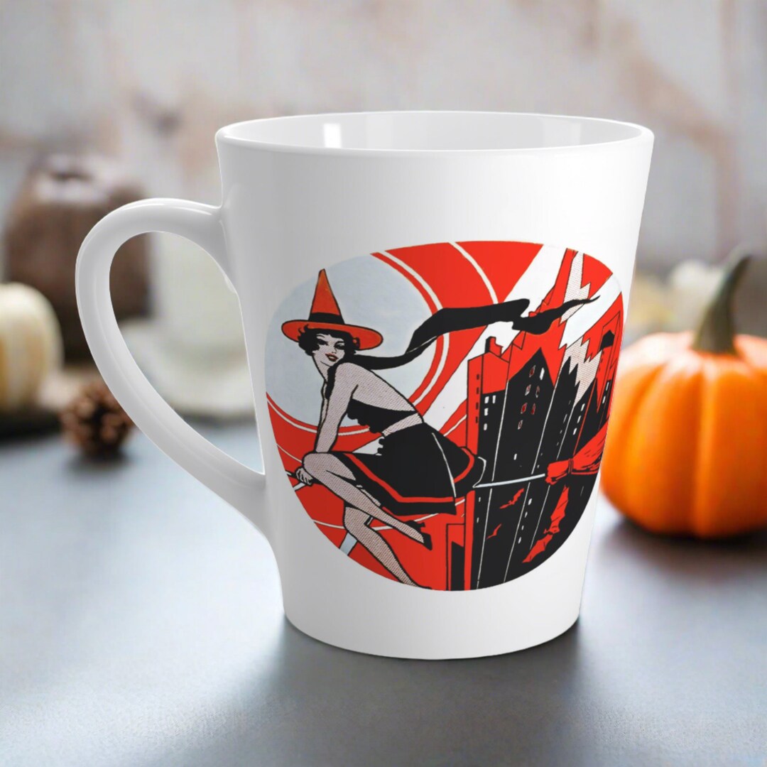 Latte Coffee Mug Halloween Flapper Witch Retro Vintage Art Deco ...