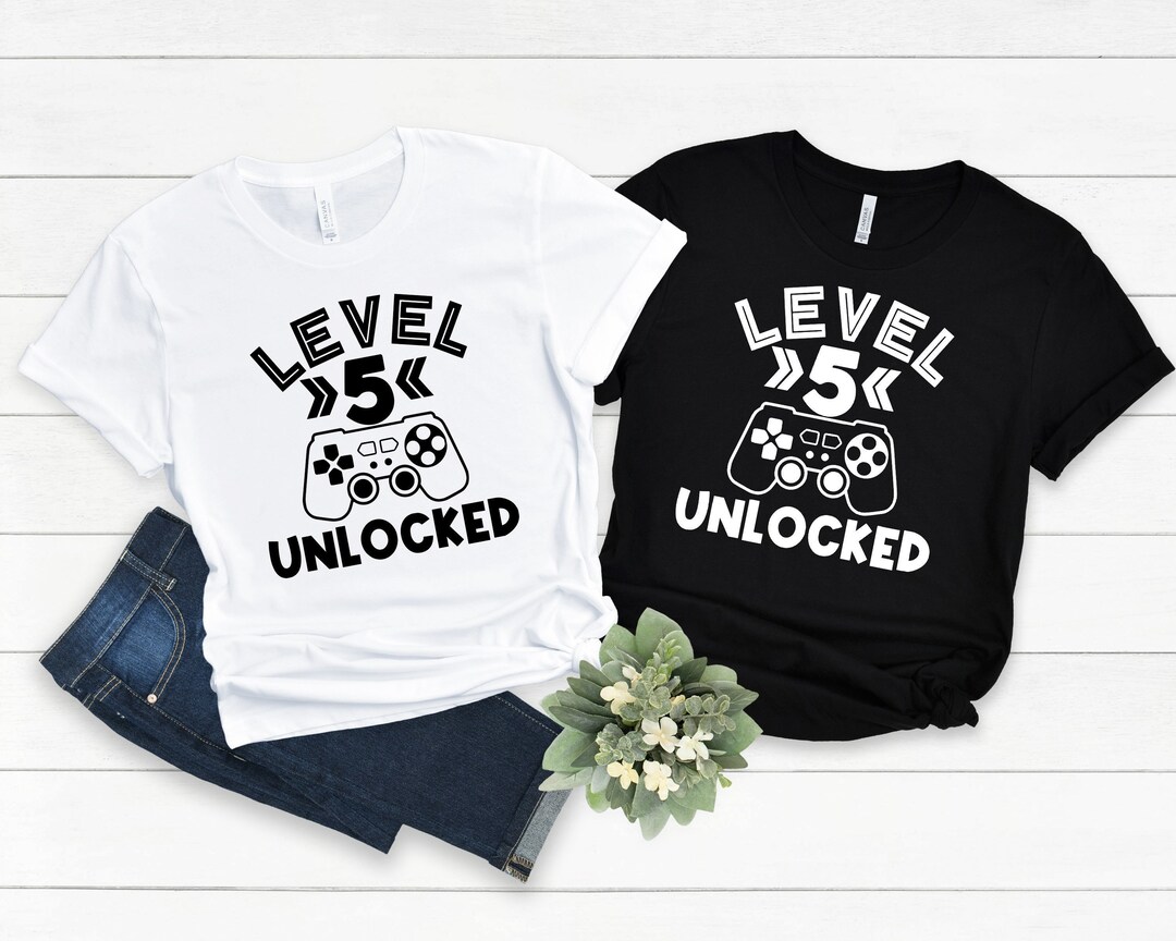Level 5 Unlocked Gamer Shirt - 5th Birthday Boy Baseball Tee - Etsy
