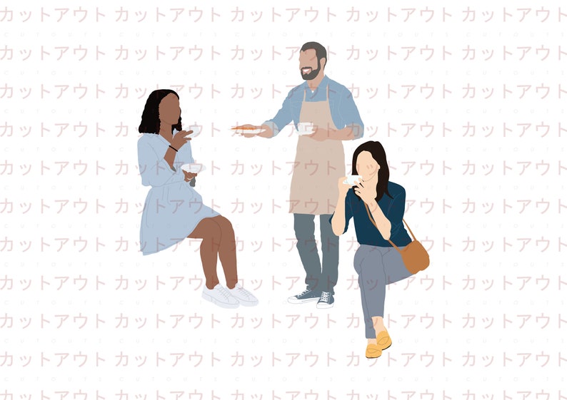 Flat Vector Illustration People Human Cutouts for Visualisation [cafe ...