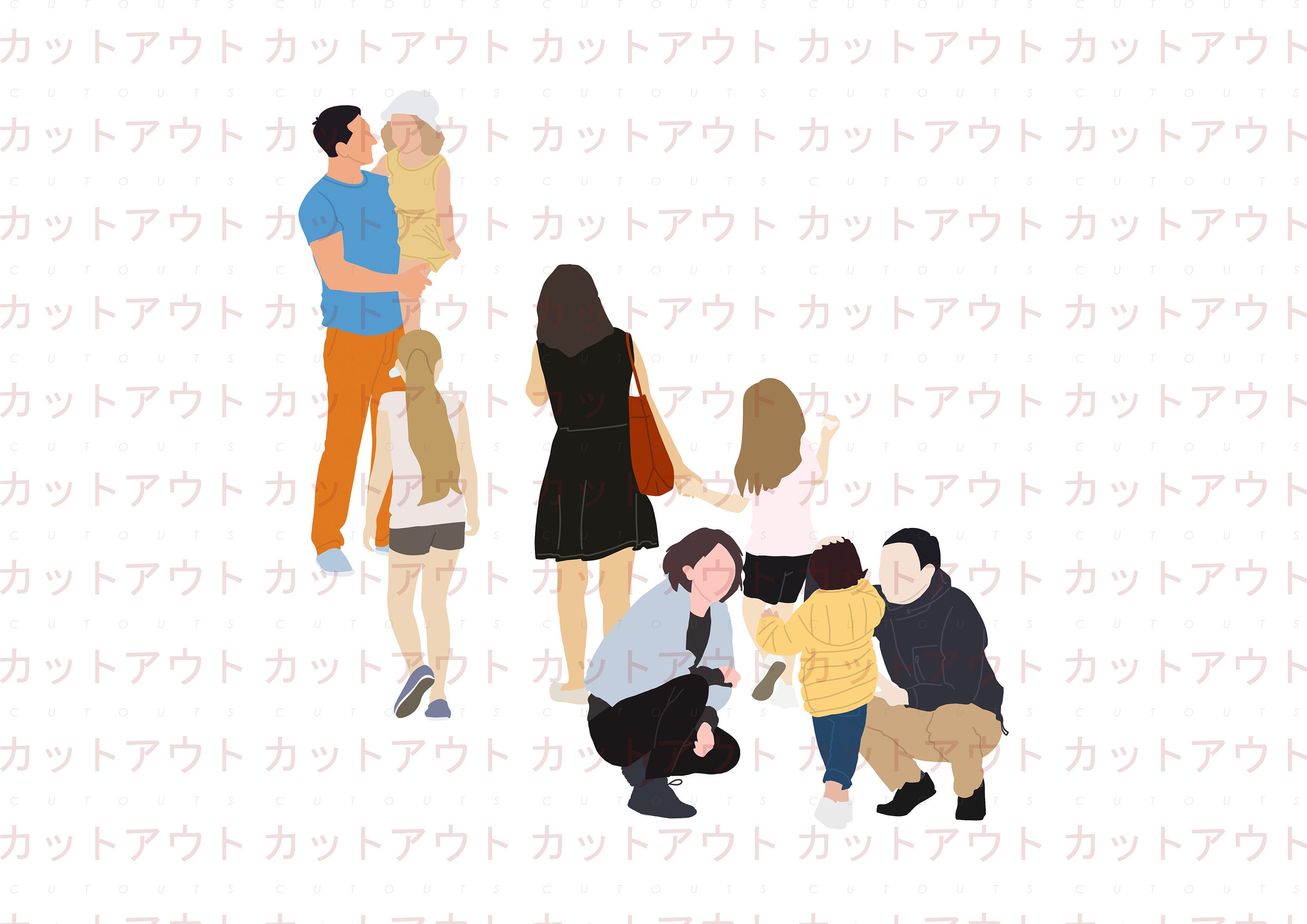 Flat Vector Illustration People Human Cutouts for Visualisation [family ...