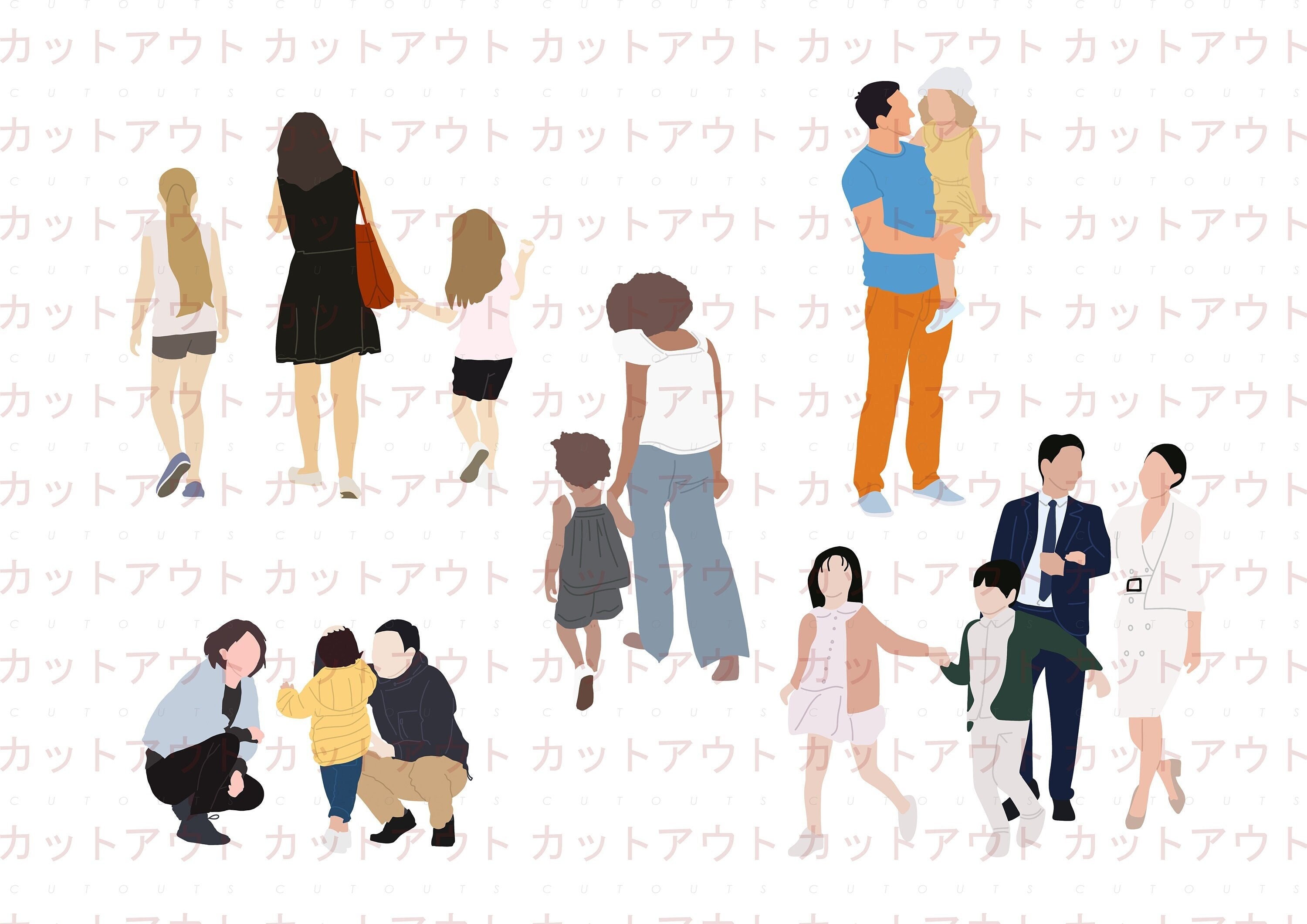 Flat Vector Illustration People Human Cutouts for Visualisation [family ...