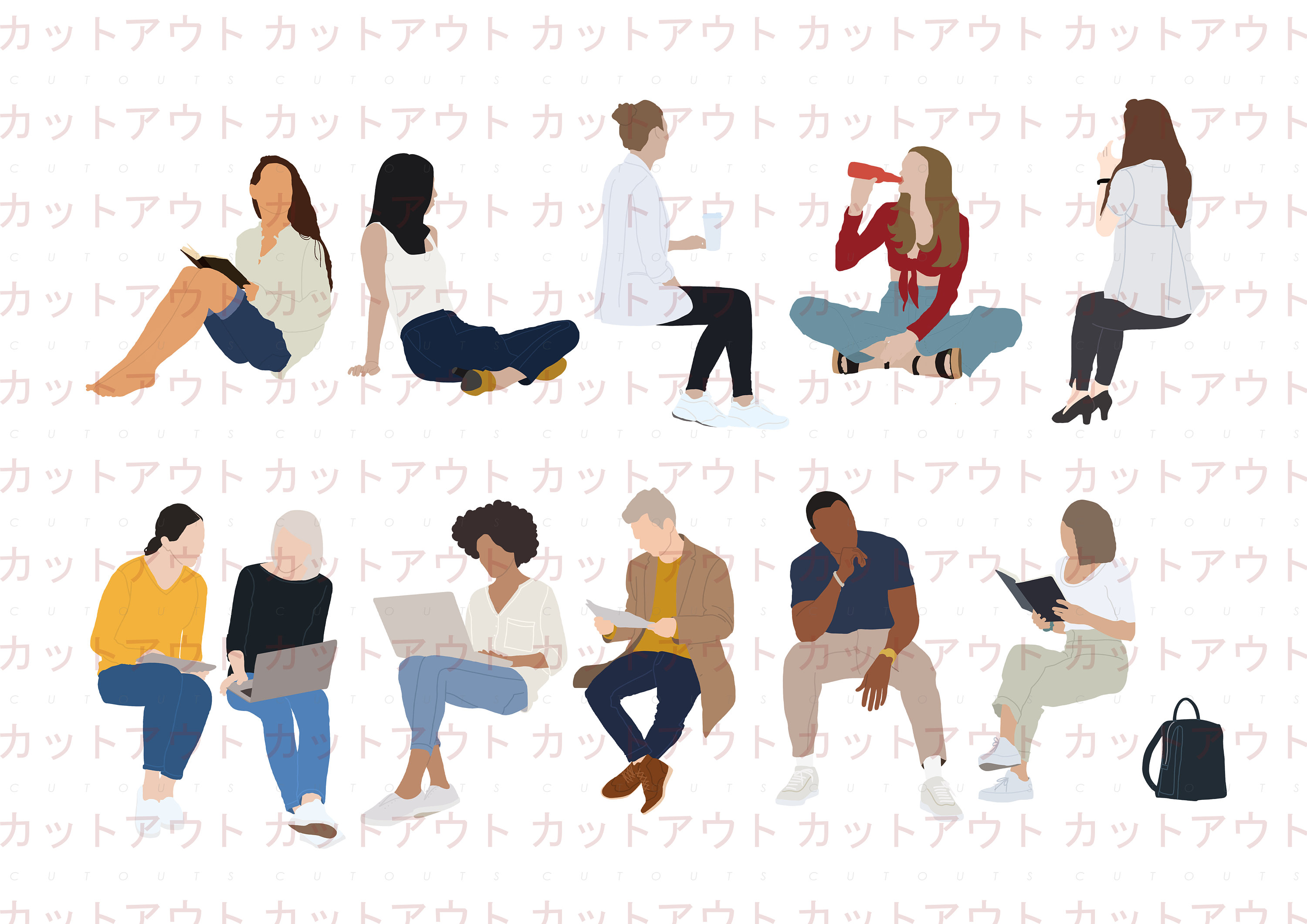 Flat Vector Illustration People Human Cutouts for Visualisation ...