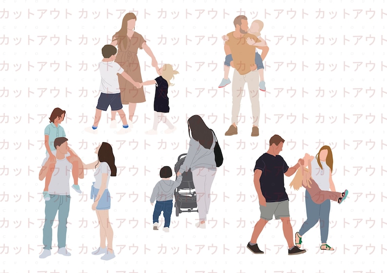 Flat Vector Illustration People Human Cutouts for Visualisation [family ...
