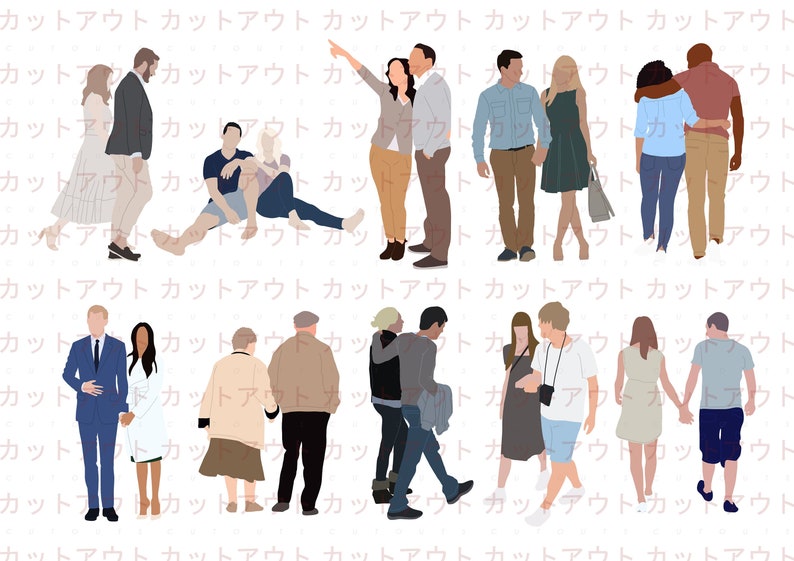 Flat Vector Illustration People Human Cutouts for Visualisation [couple ...
