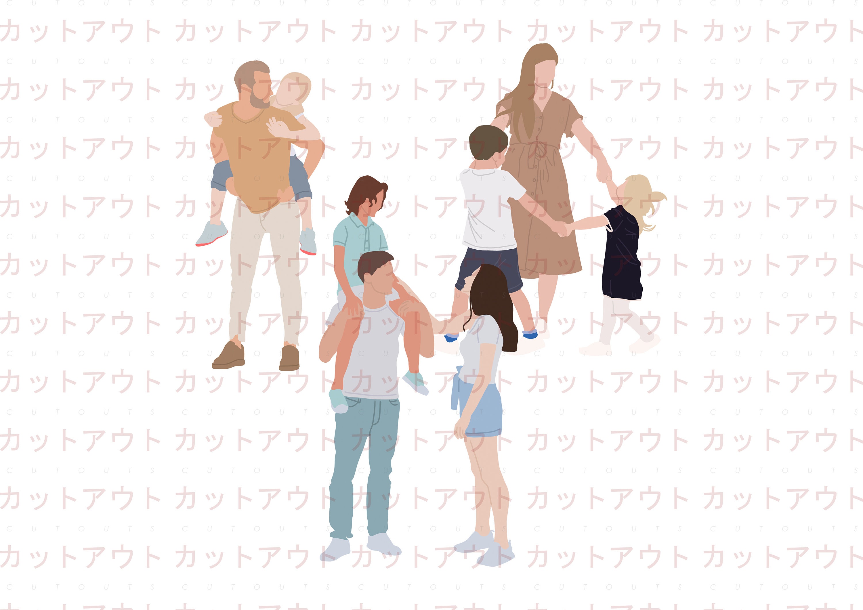 Flat Vector Illustration People Human Cutouts for Visualisation [family ...