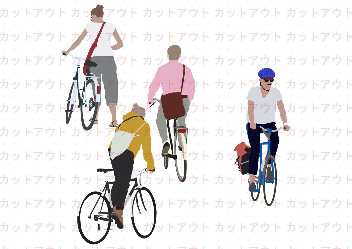 Flat Vector Illustration People Human Cutouts for Visualisation cycling ...