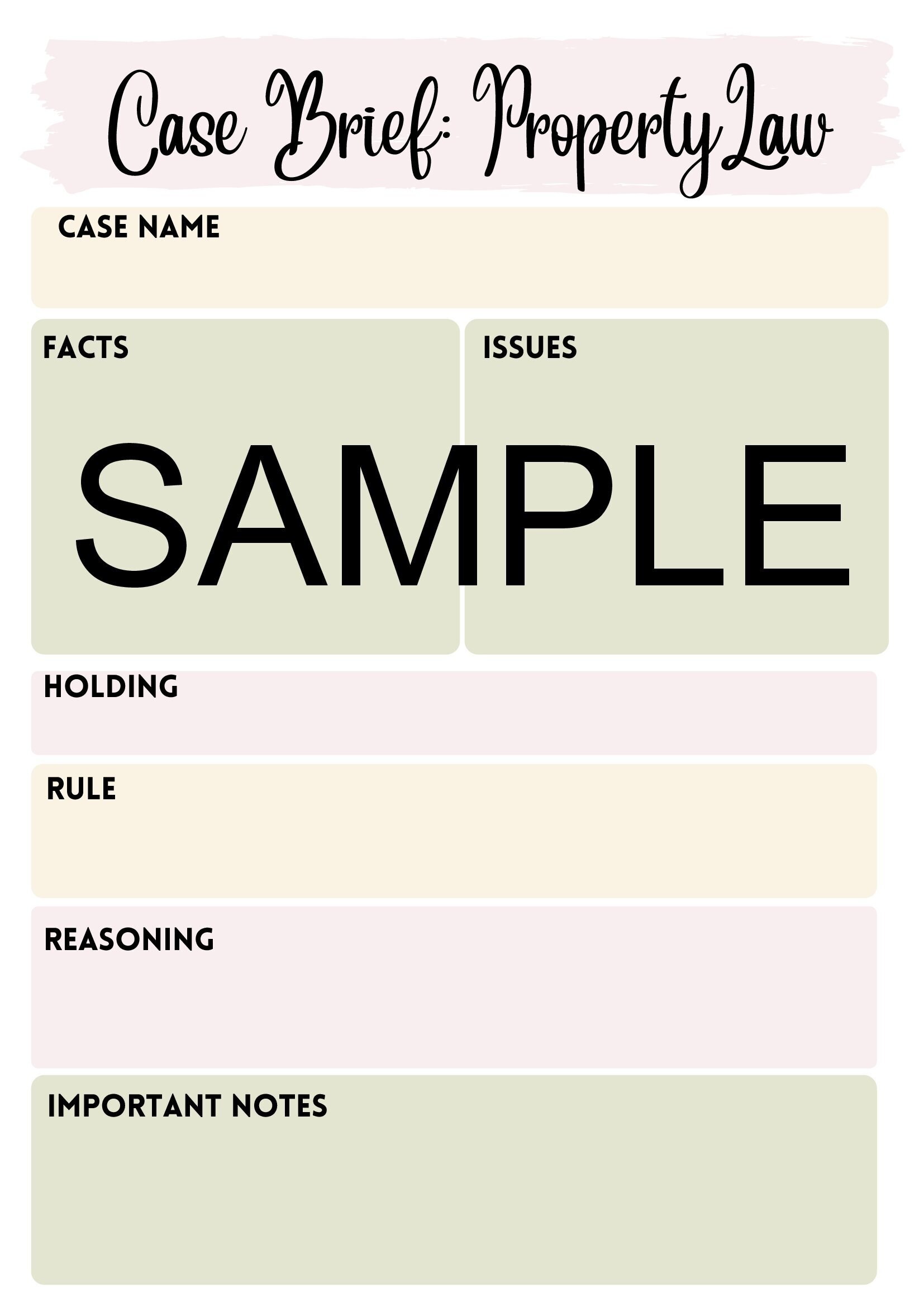 Law School - Case Brief Bundle Template PDF Printable, Law Student ...