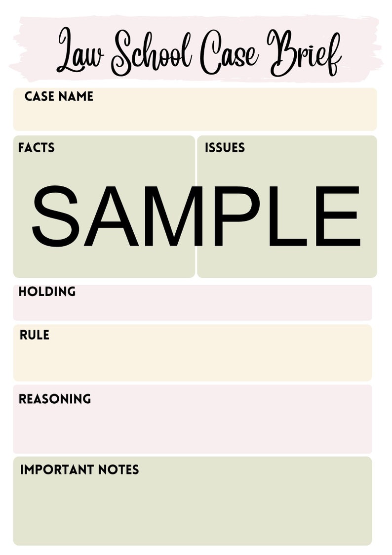 Law School - Case Brief Bundle Template PDF Printable, Law Student ...