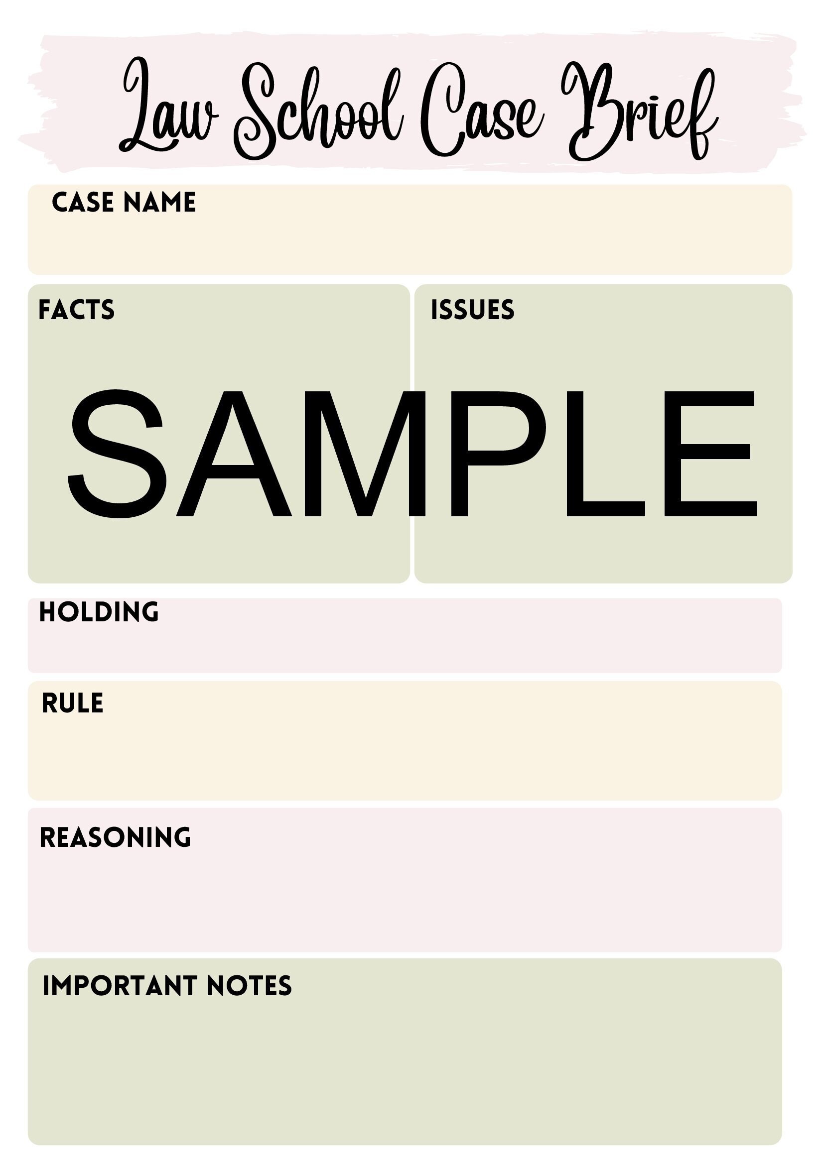 Law School - Case Brief Bundle Template PDF Printable, Law Student ...