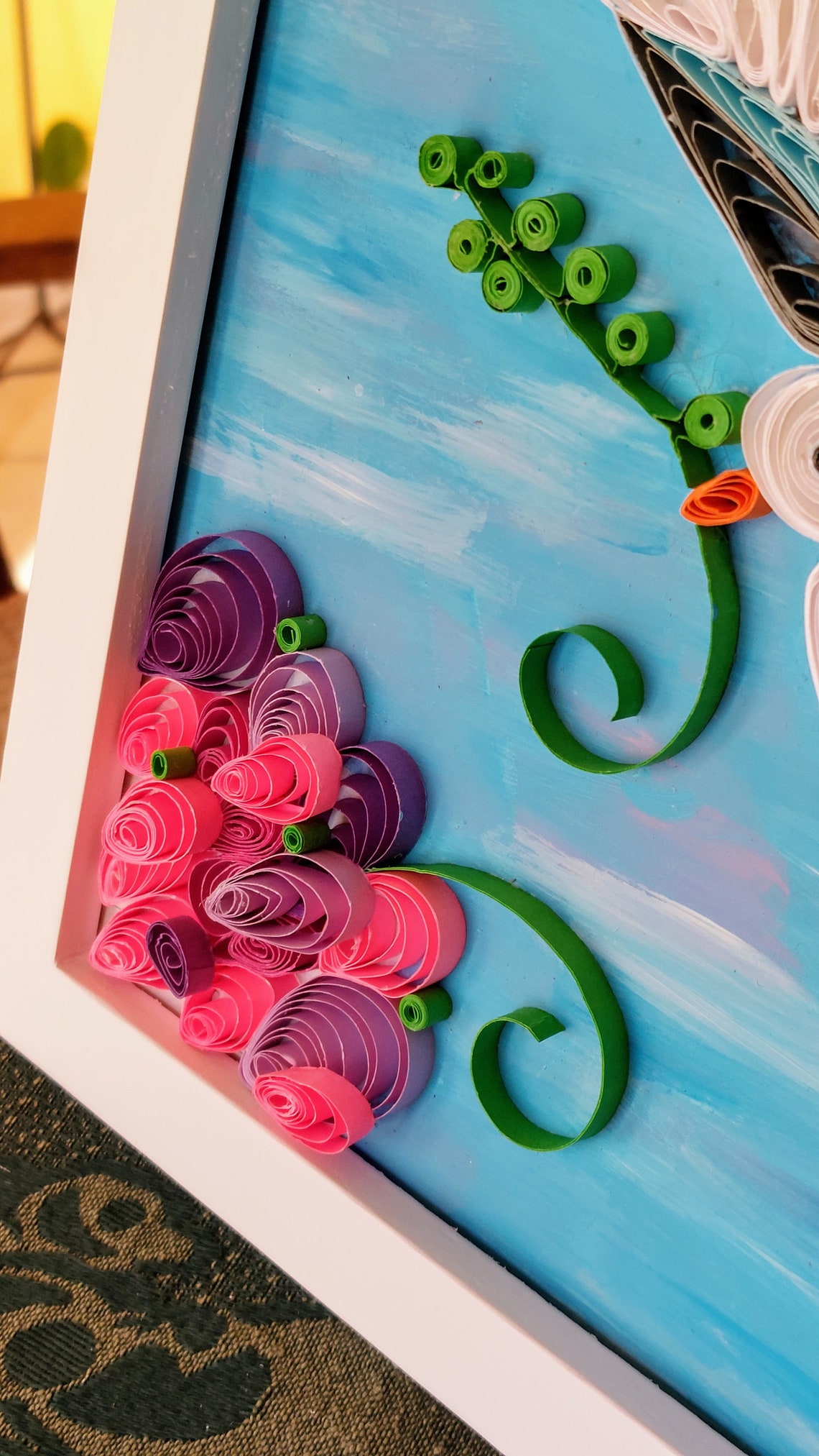 Framed Peace Dove Quilling Art, Acrylic Painting, Colorful Flowers - Etsy