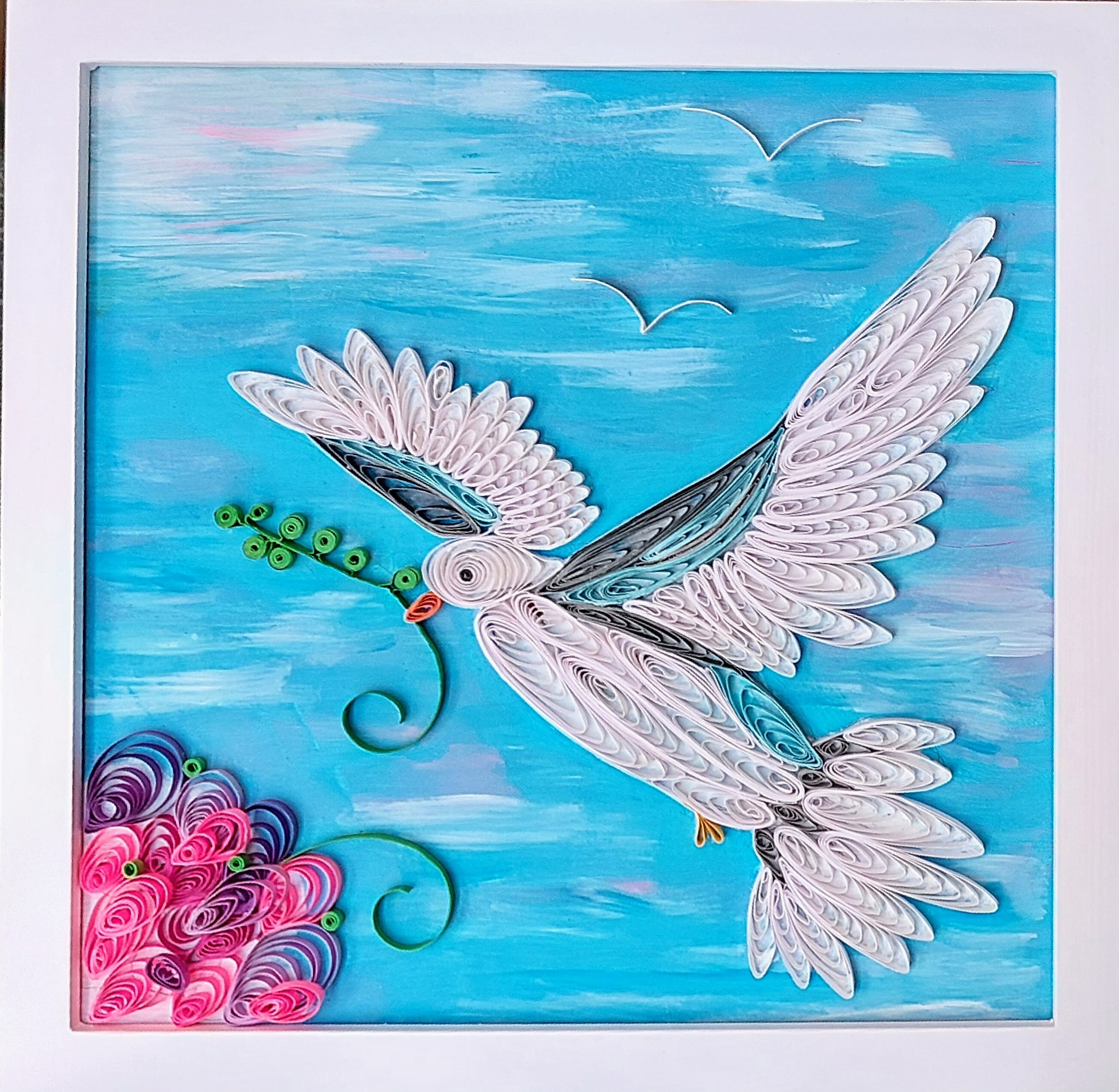 Quilling Wall Art, Dove of Peace, Mixed Media, Quilling and Acrylic ...