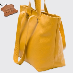 Top Zip Mustard Color Genuine Leather Shoulder Bag, Leather Handbag ...