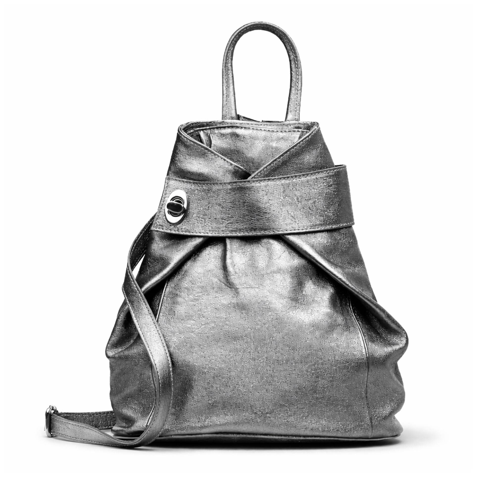 Italian Genuine Leather Grey Backpack Top Zip City Travel Bag Anti ...