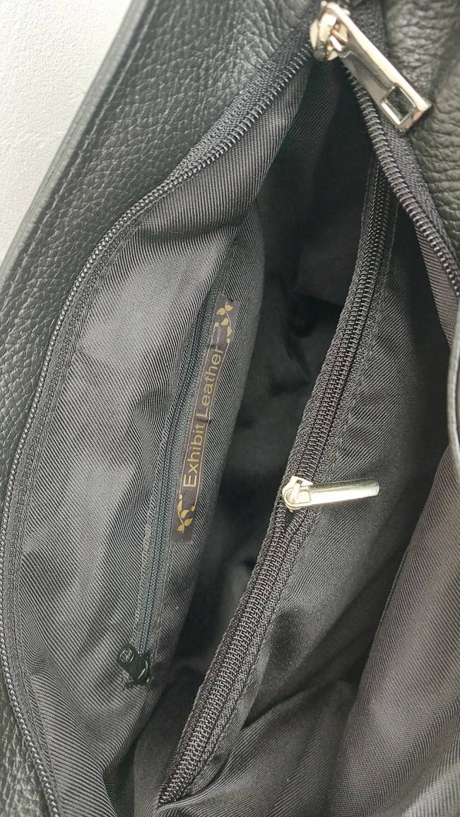 Black Genuine Leather Top Zip Shoulder Bag With Tassel | Etsy