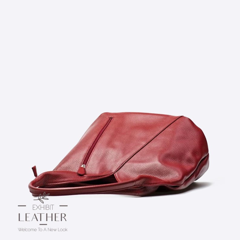 Genuine Leather Hobo Shoulder Bag in Dark Red, Soft Leather Hobo Bag ...
