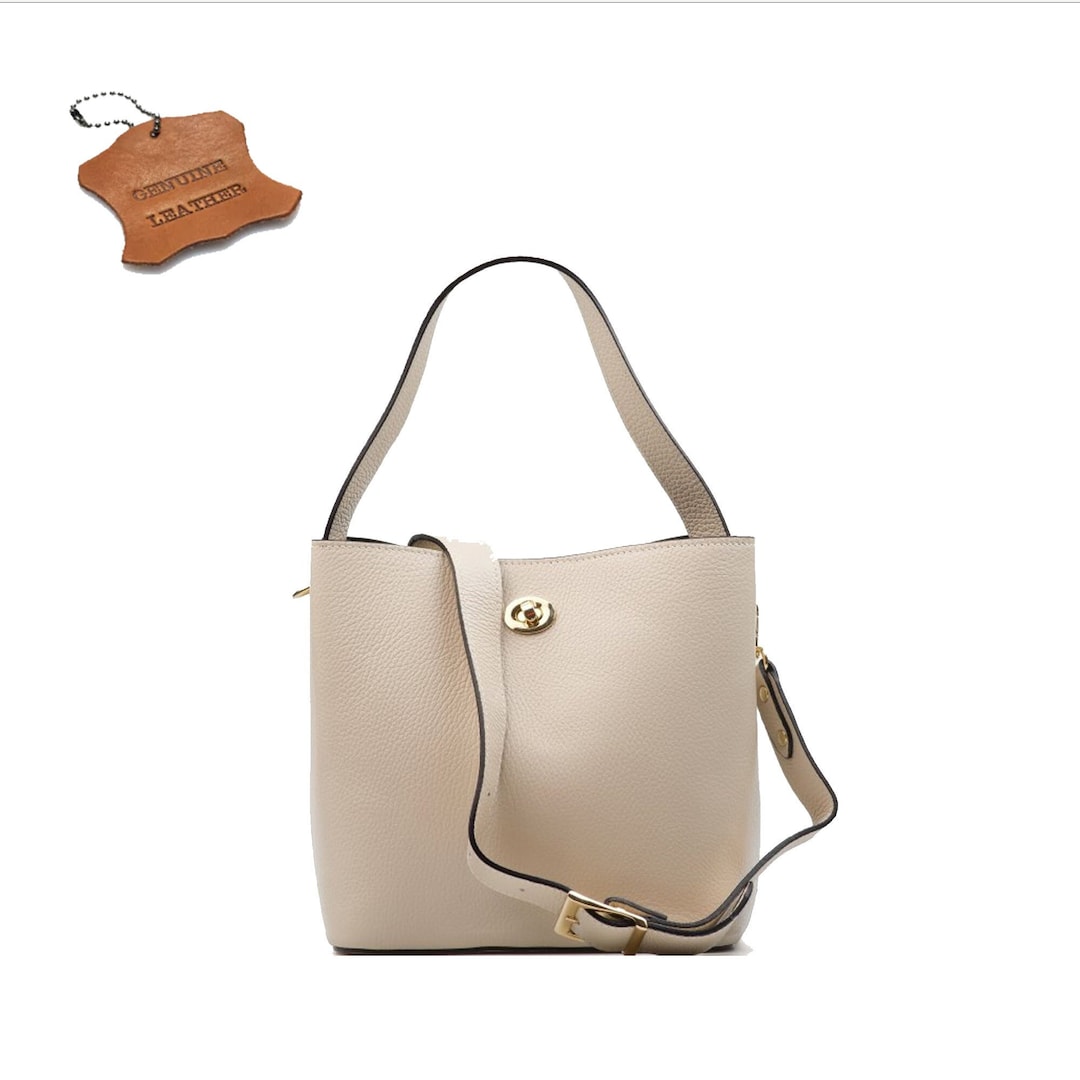 Genuine Leather Bucket Bag in Beige, Shoulder Bag Nude Colour, Natural ...