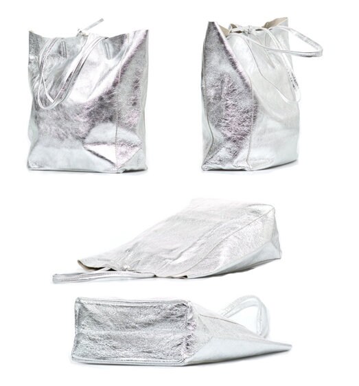 Silver Bag Silver Leather Leather Bag in Silver Leather | Etsy