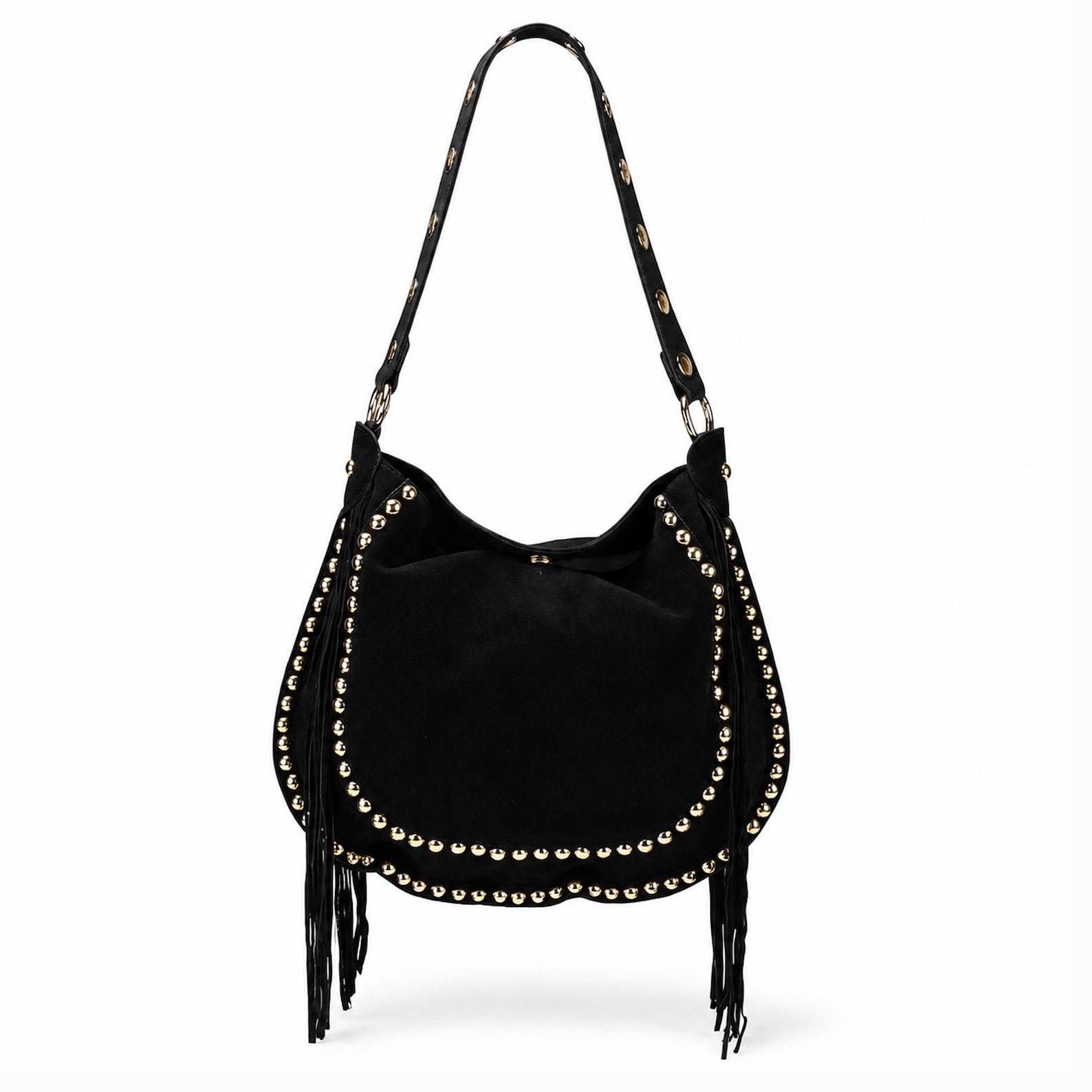 Bolsa transversal boho hobo em camurça italiana genuína com franjas e ...